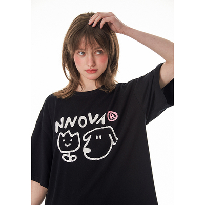 NNOVA涂鸦短袖半袖国潮情侣短袖