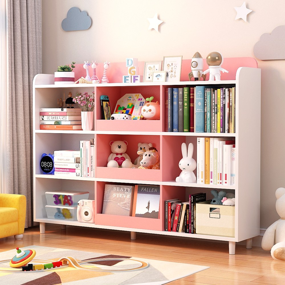 书架置物架落地转角简易家用小书柜矮柜格子储物多层儿童绘本收纳_虎窝淘
