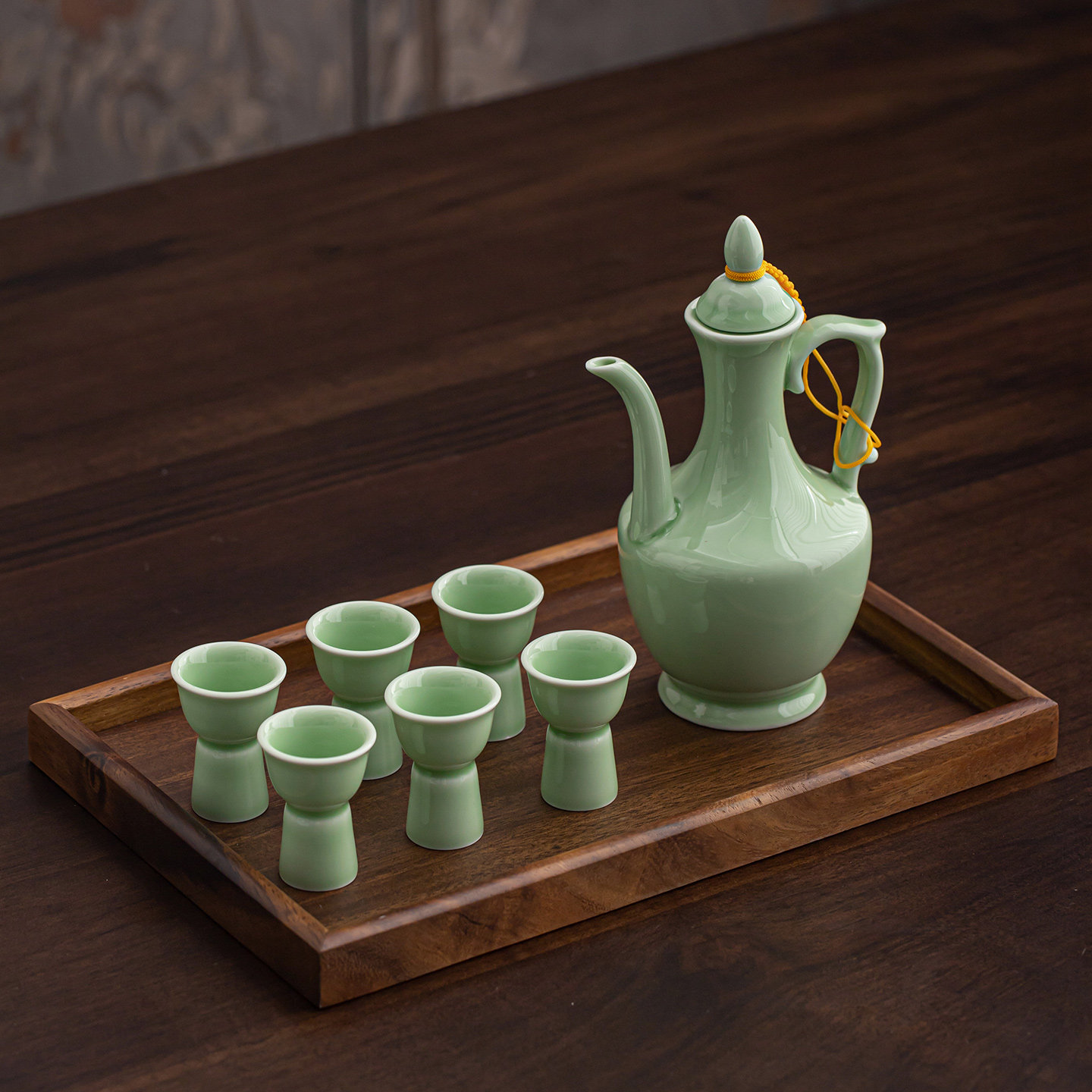 陶瓷家用酒具套件分酒器仿古高脚杯小酒盅中式古风酒壶小号一口杯