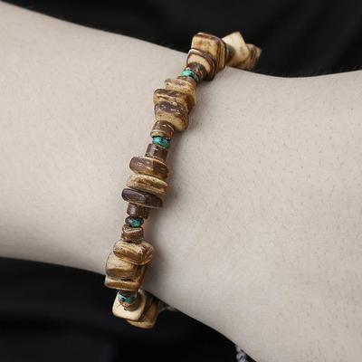 Stainless steel stone bracelet贝壳木珠串珠小众不锈钢石头手链