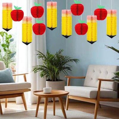 12Pcs Tissue Paper Hanging Pencil Includes 6 Apple 6 Pencil