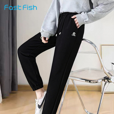 快鱼女士休闲裤2026年春季新款休闲百搭束脚裤宽松舒适松紧腰卫裤