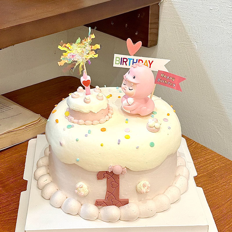 简约蛇宝宝周岁生日蛋糕甜品台糖果蜡烛模具装饰摆件插牌烘焙用品