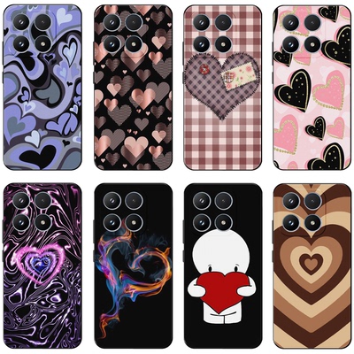 适用miui14ultra黑色磨砂手机壳小米15stpro欧美ins爱心手机壳17promax heart phone case