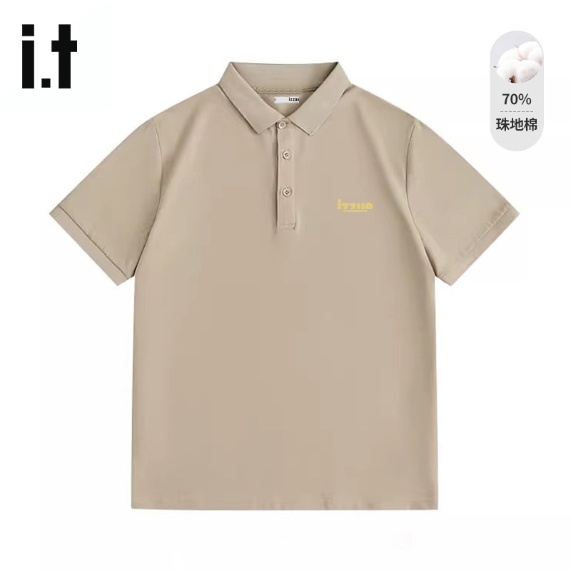 it：izzue官方短袖衬衫男款夏季透气耐磨套头休闲翻领POLO衫男6M