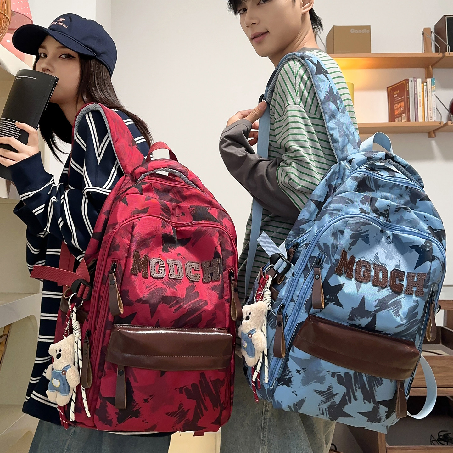 潮流初高中男生书包女大学生设计感双肩包中学生大容量宽背带背包