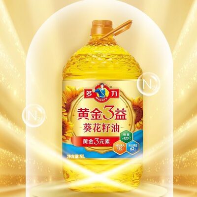 多力黄金三益葵花籽油5L物理压榨家用烘焙大桶装三元素营养食用油