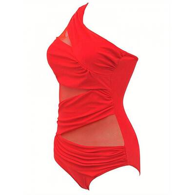 M 79752 Conservative Mesh Swimsuit for Women 网纱拼接泳衣