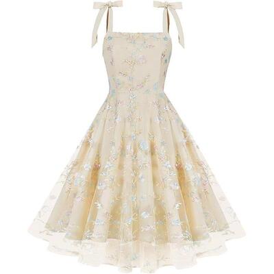 H 79697 Sleeves Dress with Embroidery 刺绣吊带裙