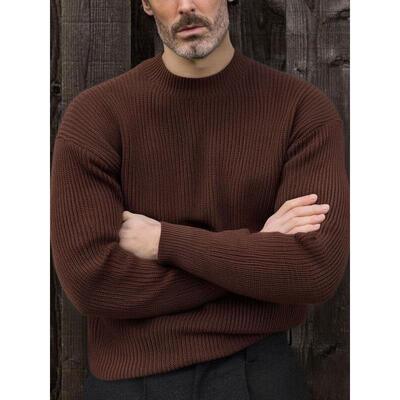 H 99634 Thick Knit Texture Round Neck Sweater 粗针织圆领毛衣