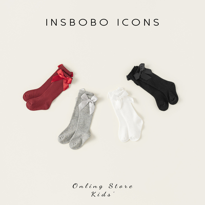 INSbobo儿童蝴蝶结装饰长筒袜