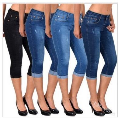 Women Printed Seven Jeans Fashionable Bottoms Non Leggings