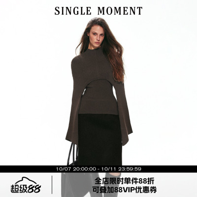 SINGLE MOMENT 26AW法式通勤两件式斗篷休闲修身套头长袖针织衫女