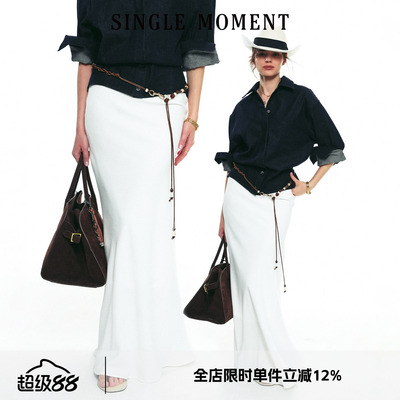 SINGLE MOMENT25AW 秋季新款法式名媛气质缎面醋酸鱼尾长裙修身女