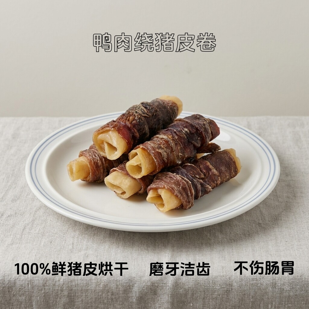 自制鸭肉绕猪皮狗狗零食洁齿磨牙金毛泰迪小中大型犬磨牙零食耐咬
