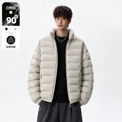 19 STUDIO吕小虎StaytheNight冬季立领排骨羽绒服轻薄款纯色外套