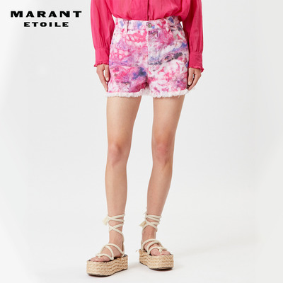 MARANT ETOILE LESIA个性扎染牛仔短裤热裤女