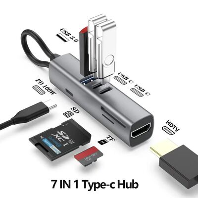 USB 3.0 HDTV 4K 30Hz Video 7 In 1 USB C HUB SD TF Card Slot