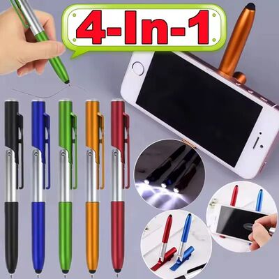 4 In 1 Multifunction Ballpoint Pen with LED Light Fold