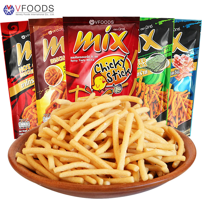 泰国薯条VFOODS MIX脆脆条香辣薯条咪咪网红虾条膨化小吃零食包邮