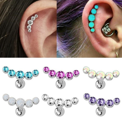 New2PCS Cartilage Helix Tragus Stud Earrings Ear Nail Stainl