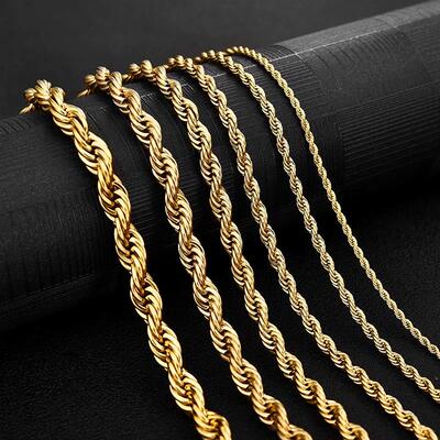 Hot Selling 2/3/4/5/6mm 316L Rope Chain Necklace Stainless