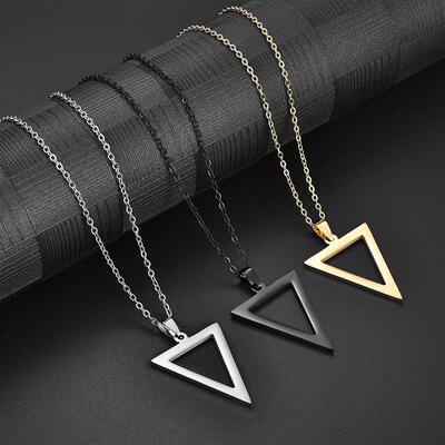 Trendy Triangle Pendant Necklace for Men Women Vintage Punk