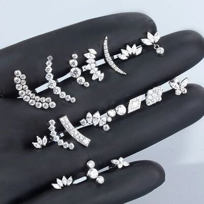 1PC Titanium Cubic Zirconia Stud Earrings Tragus Helix