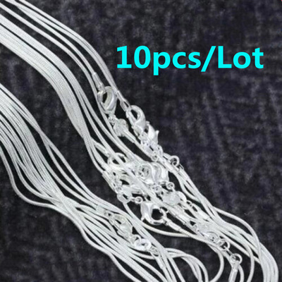 10pcs 925 sterling silver fine 1MM snake chain necklace for