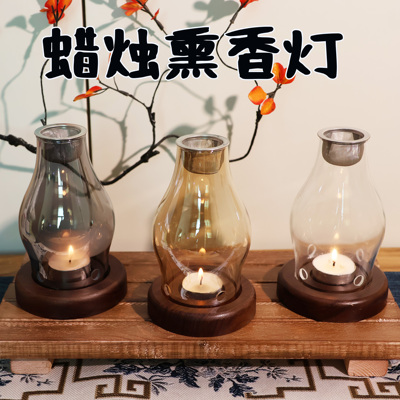 隔火蜡烛熏香炉沉香原木碎料香薰灯玻璃香薰炉玻璃烛台香薰灯