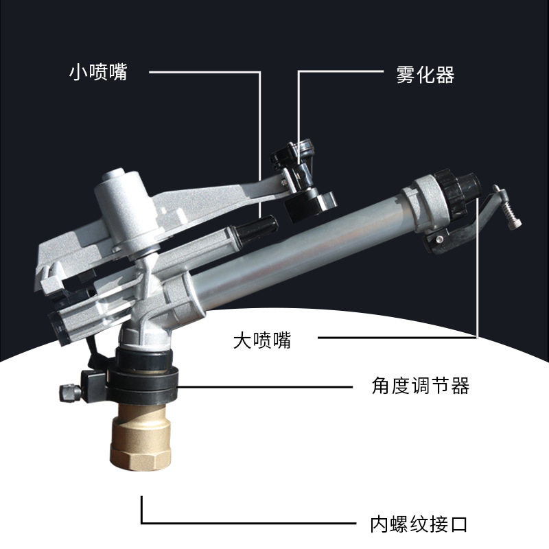 新款金属摇臂喷枪自动旋转农业灌溉工具园林喷洒雾化水枪喷头