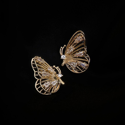 Vintage古着 Broken diamond butterfly耳饰