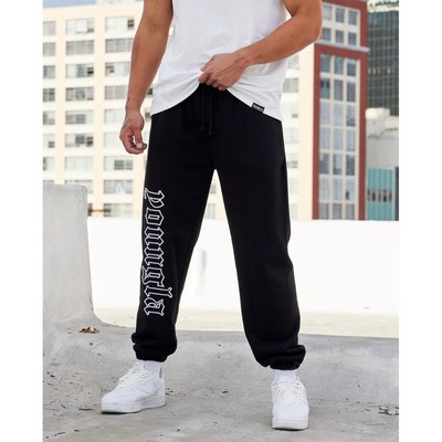 折扣现货YLA高克重纯棉刺绣字母标男女运动休闲宽松收口卫裤O1