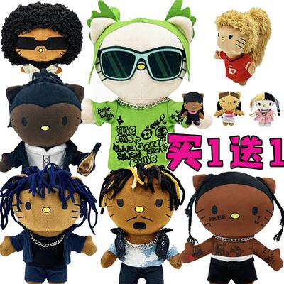 新款Hello Kitty x juice wrld玩偶果汁毛绒公仔玩偶毛绒娃娃公仔