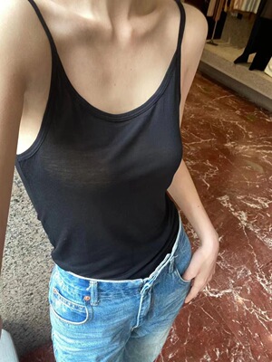 纯竹节棉舒适吊带背心