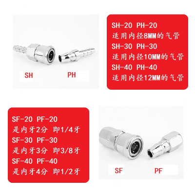 公母接头C式快插快速接头SP/PP/SM/PM/SH/PH/SF/PF-10/20/30/40