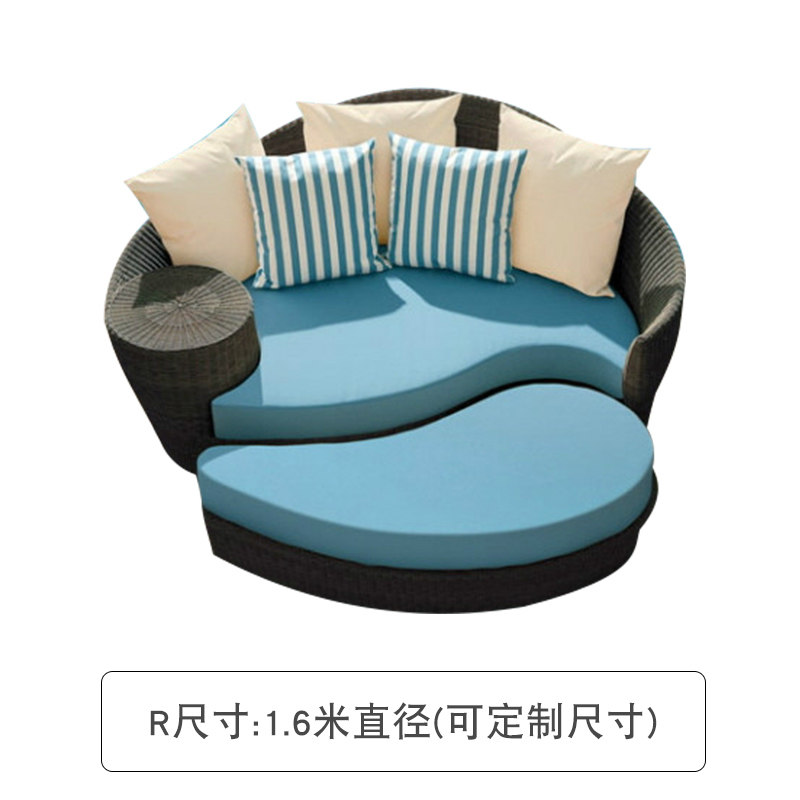 户外藤艺大圆床藤编家具酒店露天阳台沙发床室外泳池懒人遮阳圆床