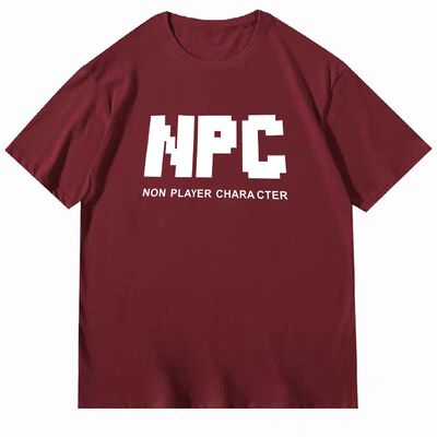 纯棉260g创意趣味游戏路人NPC短袖t恤男生五分袖t恤青少年