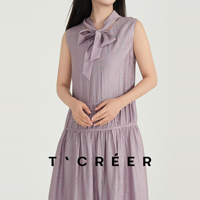 T`CREER｜【时夏有风】时尚紫色系宽松显瘦中长款连衣裙女
