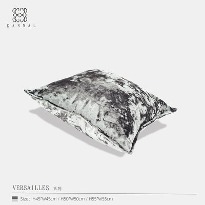 银灰撞色『VERSAILLES』凡尔赛法式中古灰色银色丝绒抱枕别墅靠垫