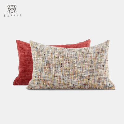 繁花秘境『VERSAILLES』法式复古粉红杂色双面艺术靠垫样板间腰枕