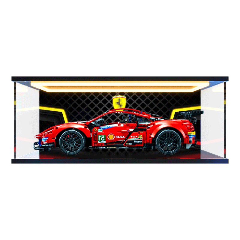 适用乐高42125法拉利488GTE模型收纳盒灯光回灯型亚克力展示盒