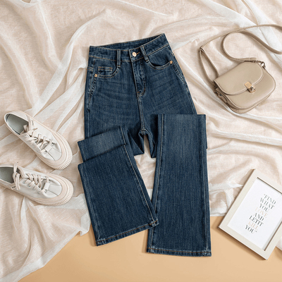 TX慕斯蓝·筒叭裤完美弹直筒微喇裤早春百搭直筒2025喇叭裤牛仔裤