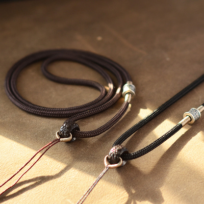 男款高档吊坠挂绳挂脖项链玉佩翡翠高货手工编织绳子简约天珠配绳