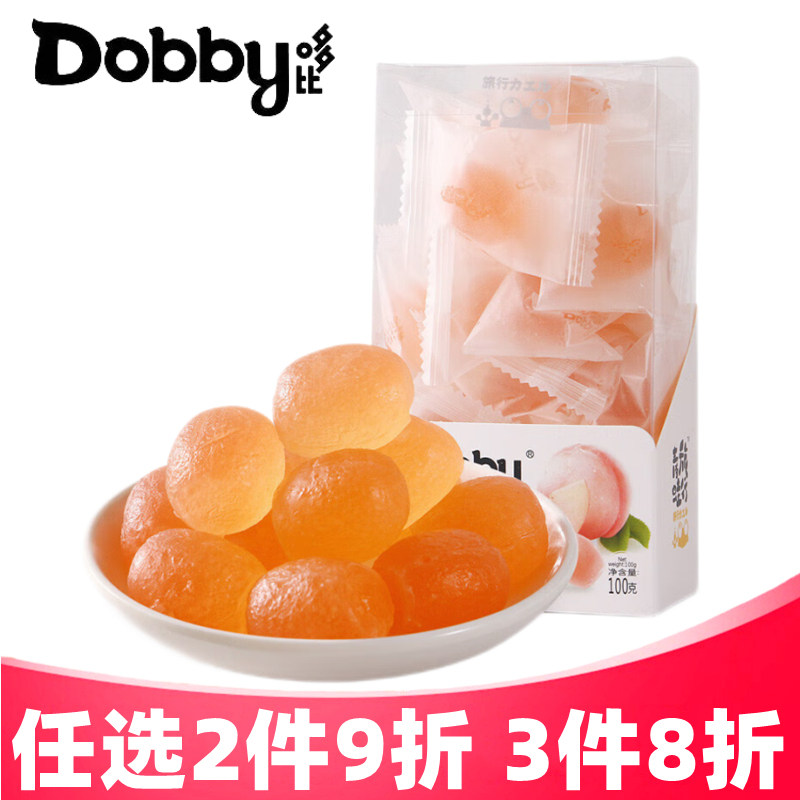 哆比(DOBBY)蒟蒻白桃果汁软糖100g 果汁糖果休闲零食