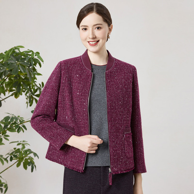 赏心岁月中老年妈妈春秋新款外套洋气夹克衫上衣宽松大码妈妈装