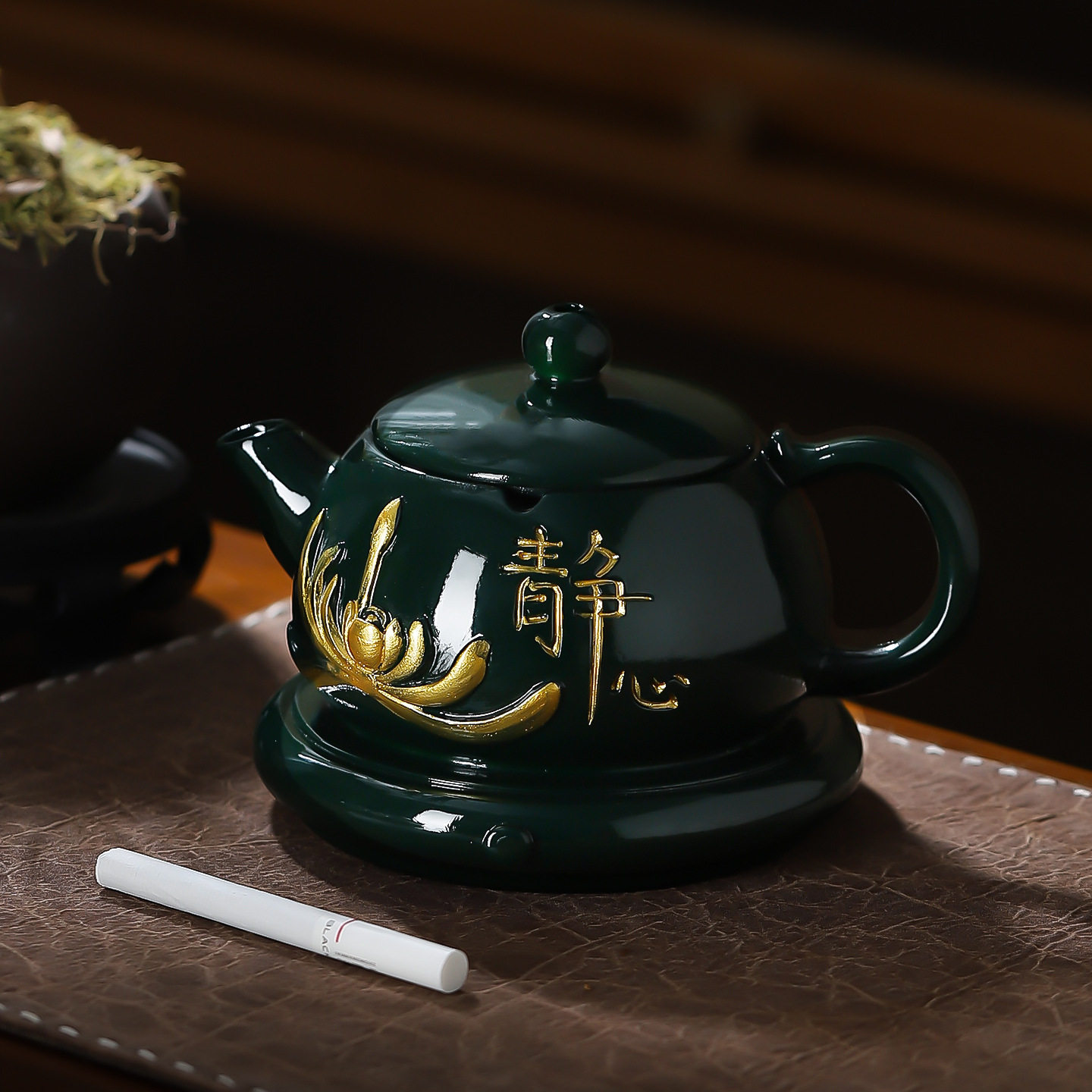 西施壶茶壶带盖大号防飞灰烟灰缸中式客厅桌面装饰品办公桌烟缸