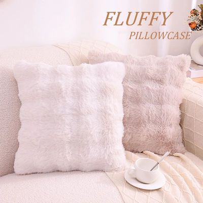 Olanly Ultra Soft Throw Pillow Cases For Sofa Decor Faux Rab