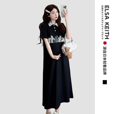 日本ELSA KEITH孕妇装2026新款宽松纯色时尚潮流卡通印花连衣裙女