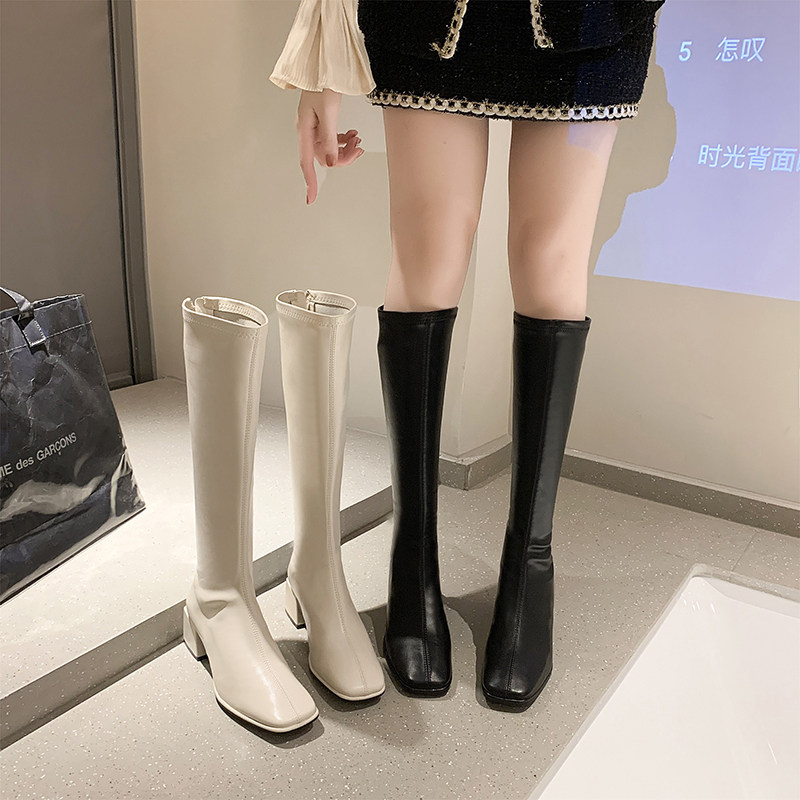 显腿瘦马丁靴女英伦风增高靴子女2024新款百搭小个子不过膝长筒靴